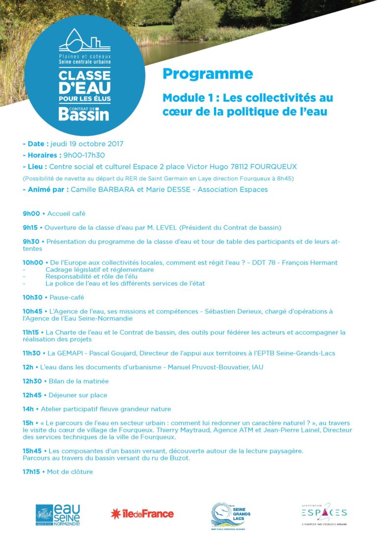 Publications : Formations des acteurs du territoire lors des classes d'eau
